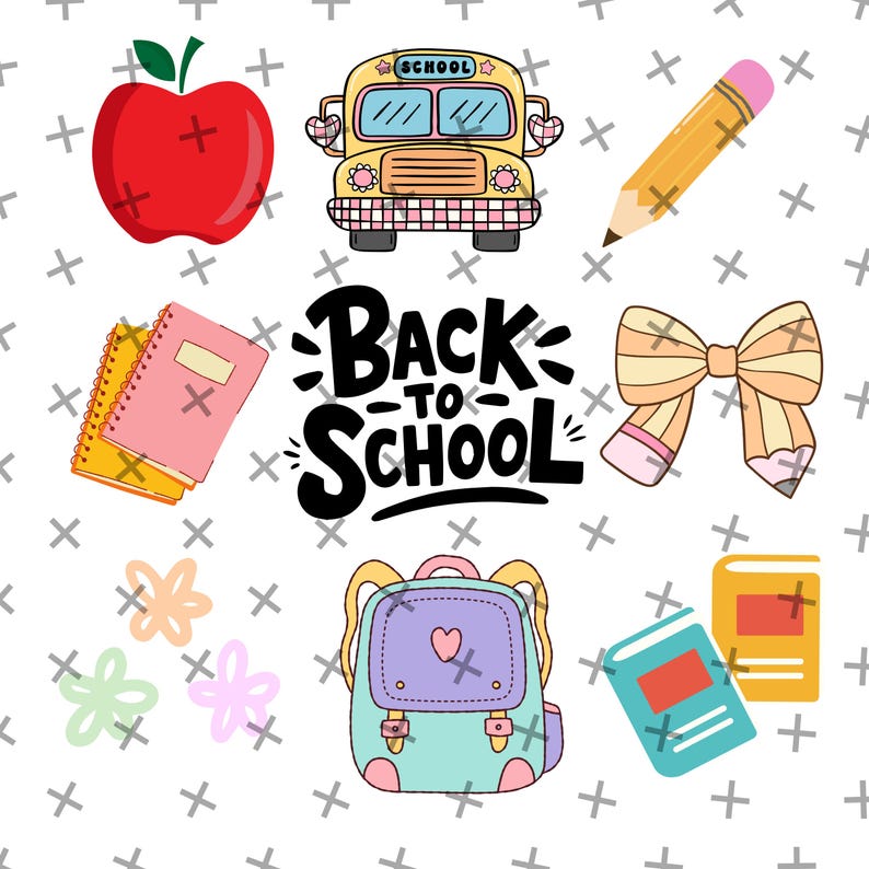 Coquette Back to School PNG Clipart Bundle: Girly Graphics (digital ...