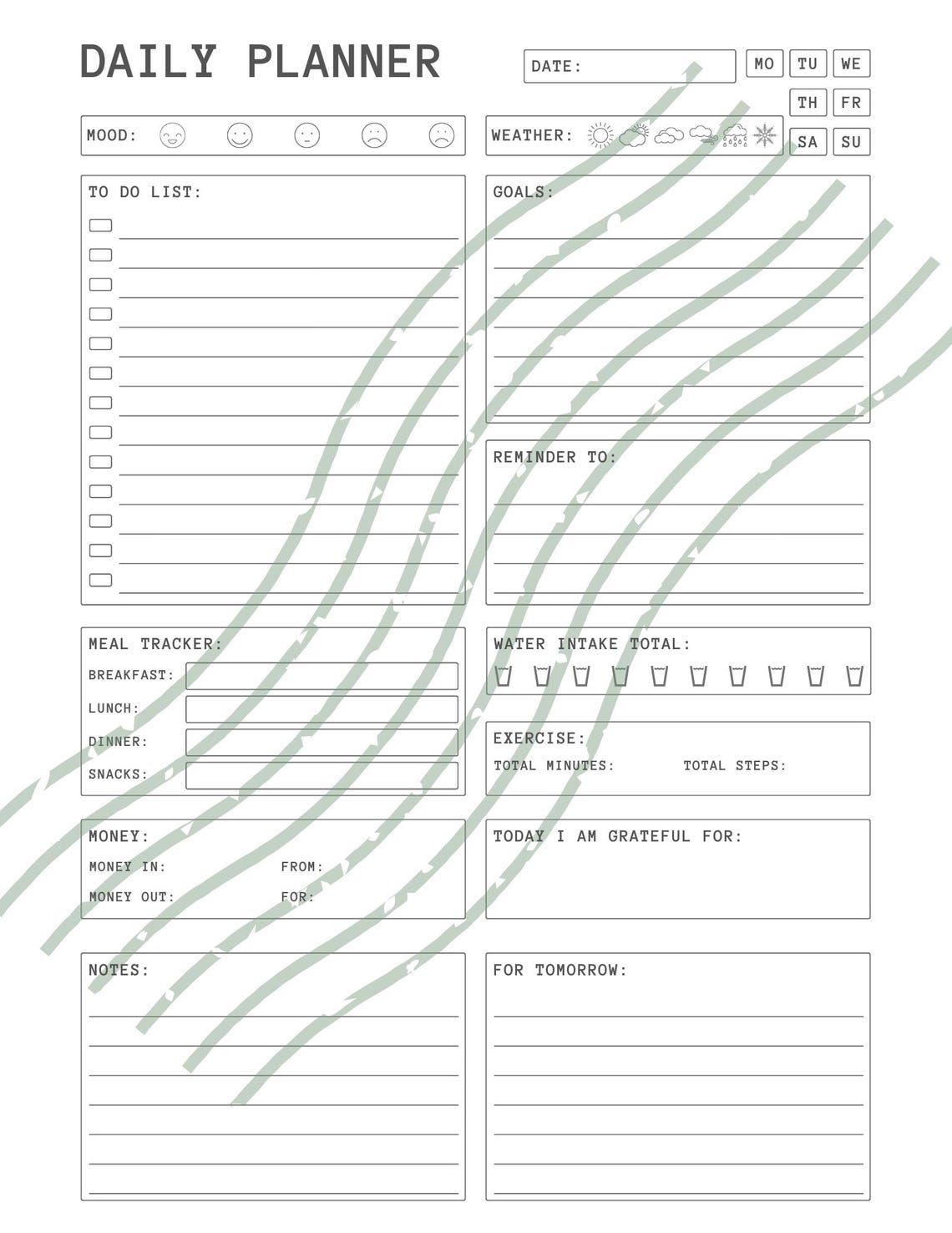 Daily Planner Printable PDF | To-do List, Goals, Gratitude, Wellness ...