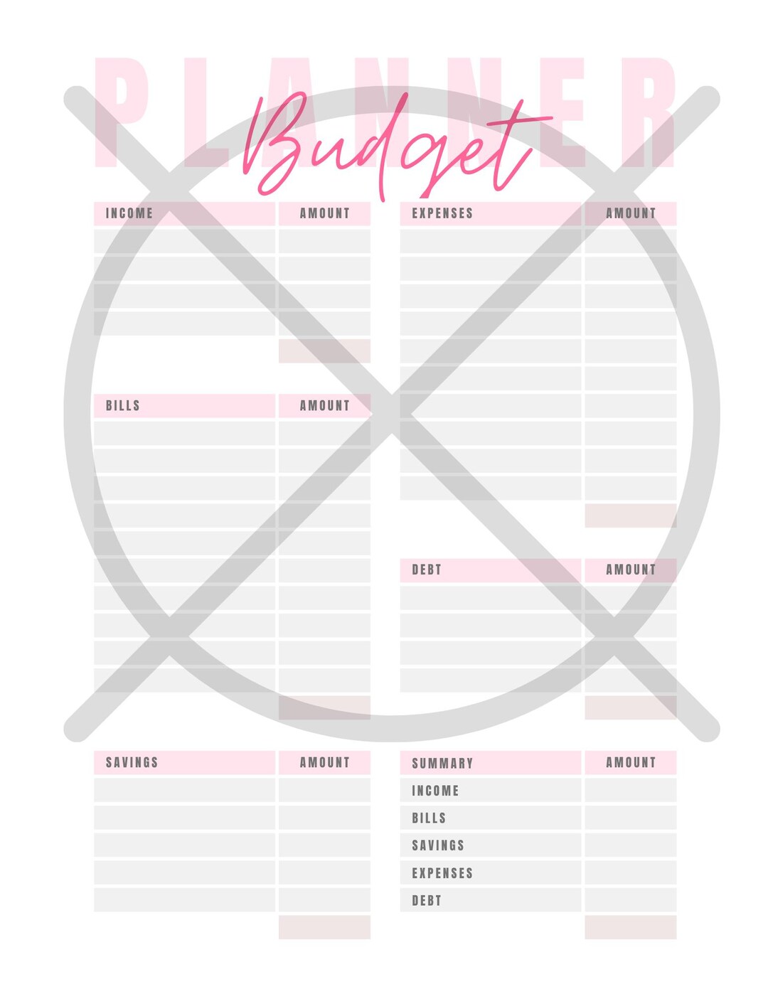 Pink Budget Planner Printable PDF for Women | Monthly Finance Tracker ...