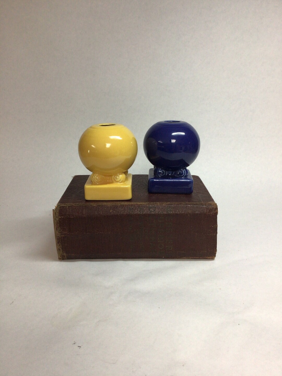 Fiestaware Candle Holders Blue and Yellow Bulb Vintage - Etsy