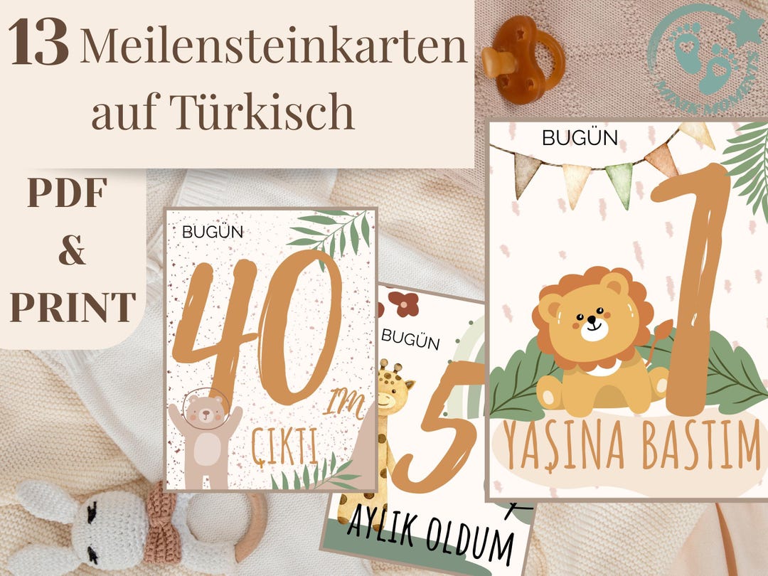 Turkish Baby Milestone Cards in Boho Style - Baby Milestone Cards ...