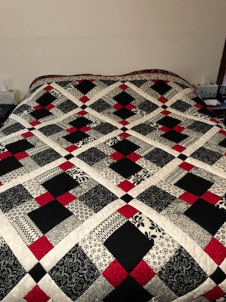 Throw/lap Size Quilt Pattern; Finished Size 70 X 70, Red, Black and ...
