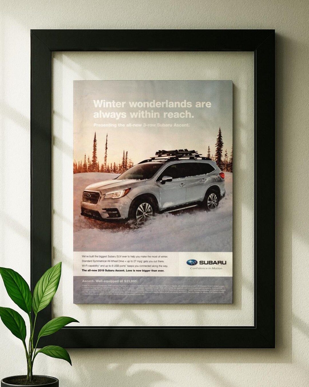 Floating Frame Subaru Ascent Original Advertisement Magazine Print Wall ...