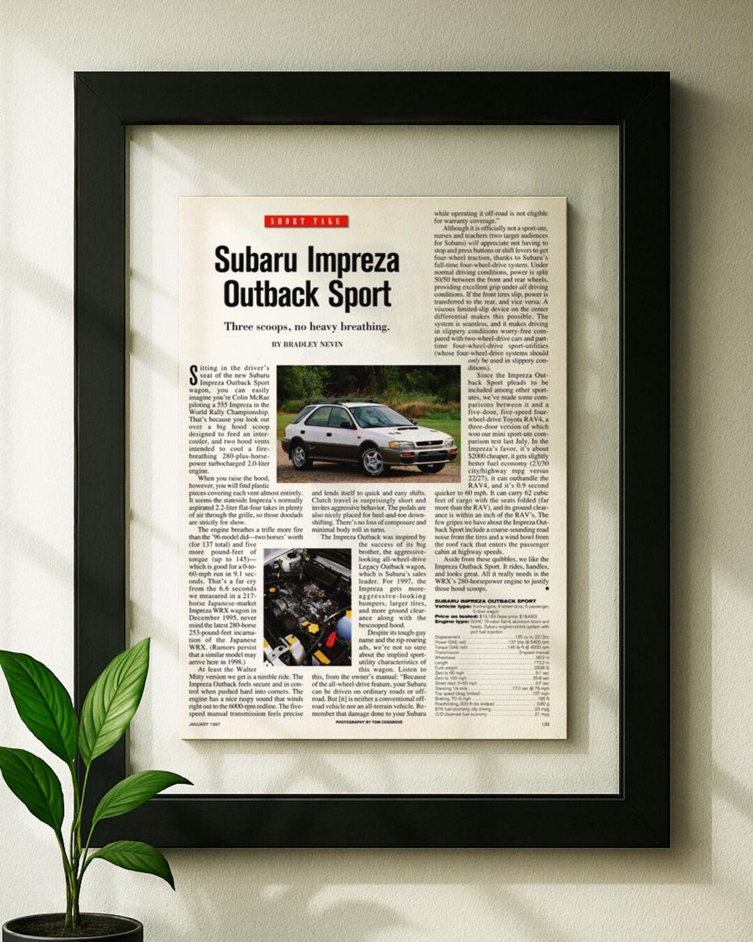 Floating Frame Subaru Impreza Outback Sport Original Advertisement ...