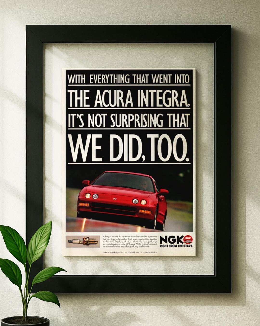 Floating Frame Acura Integra X NGK Original Advertisement Magazine ...