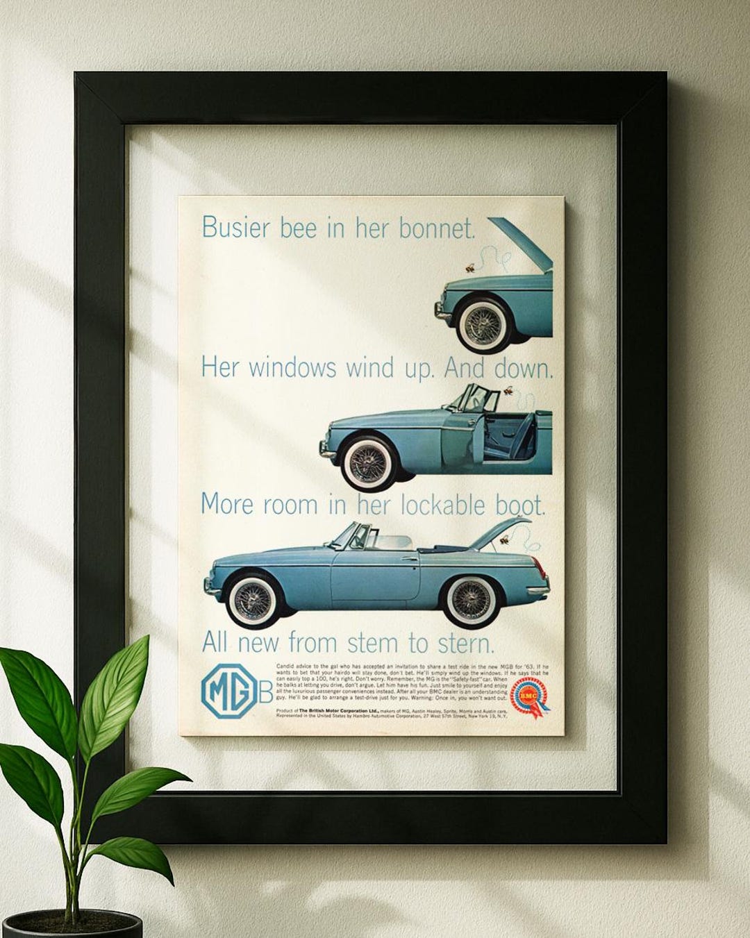 Floating Frame MG MGB Original Advertisement Magazine Print Wall Decor ...