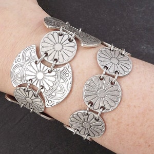 Tribal Daisy Chain Silver Statement Bracelet Authentic Turkish Style - Etsy