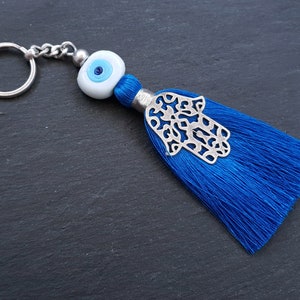 Evil Eye Key Chain, White Evil Eye, Blue Key Chain, Tassel Key Chain ...