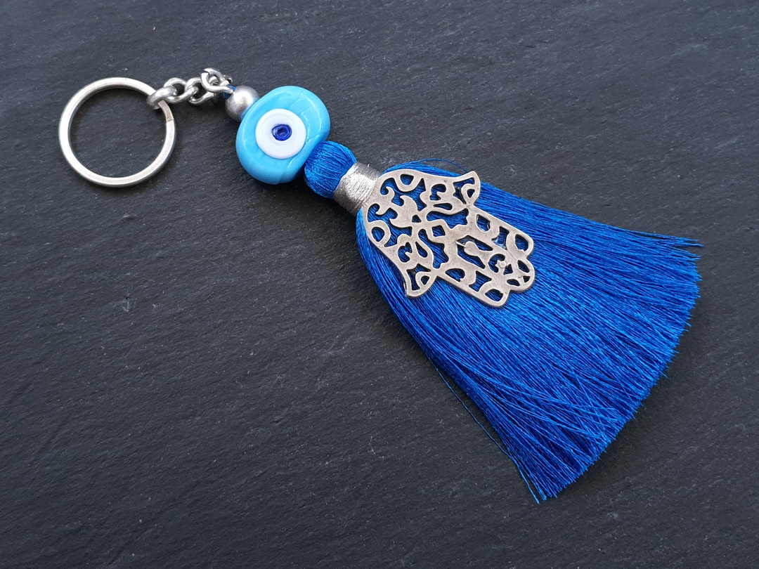 Evil Eye Key Chain, Blue Evil Eye, Blue Key Chain, Tassel Key Chain ...