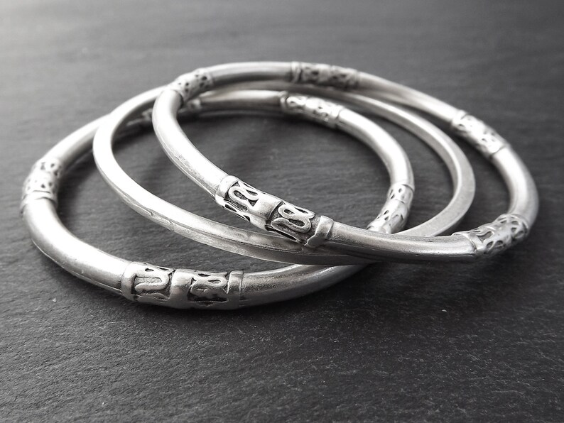 Three Simple Slim Stacking Bangle Set 2 - Ethnic Tribal Authentic ...