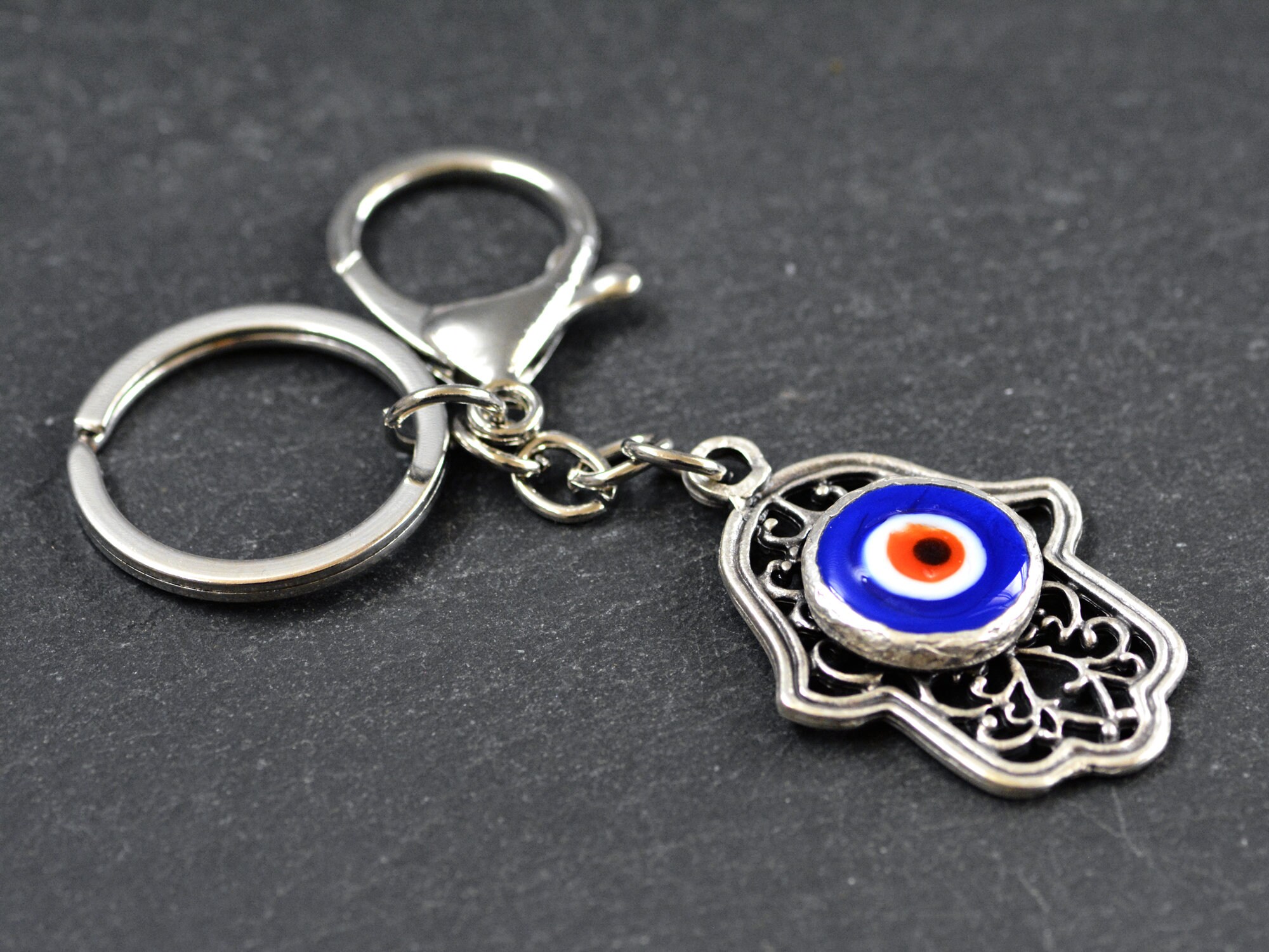 Hamsa Evil Eye Keychain Hamsa Hand Keyring Hand of Fatima | Etsy