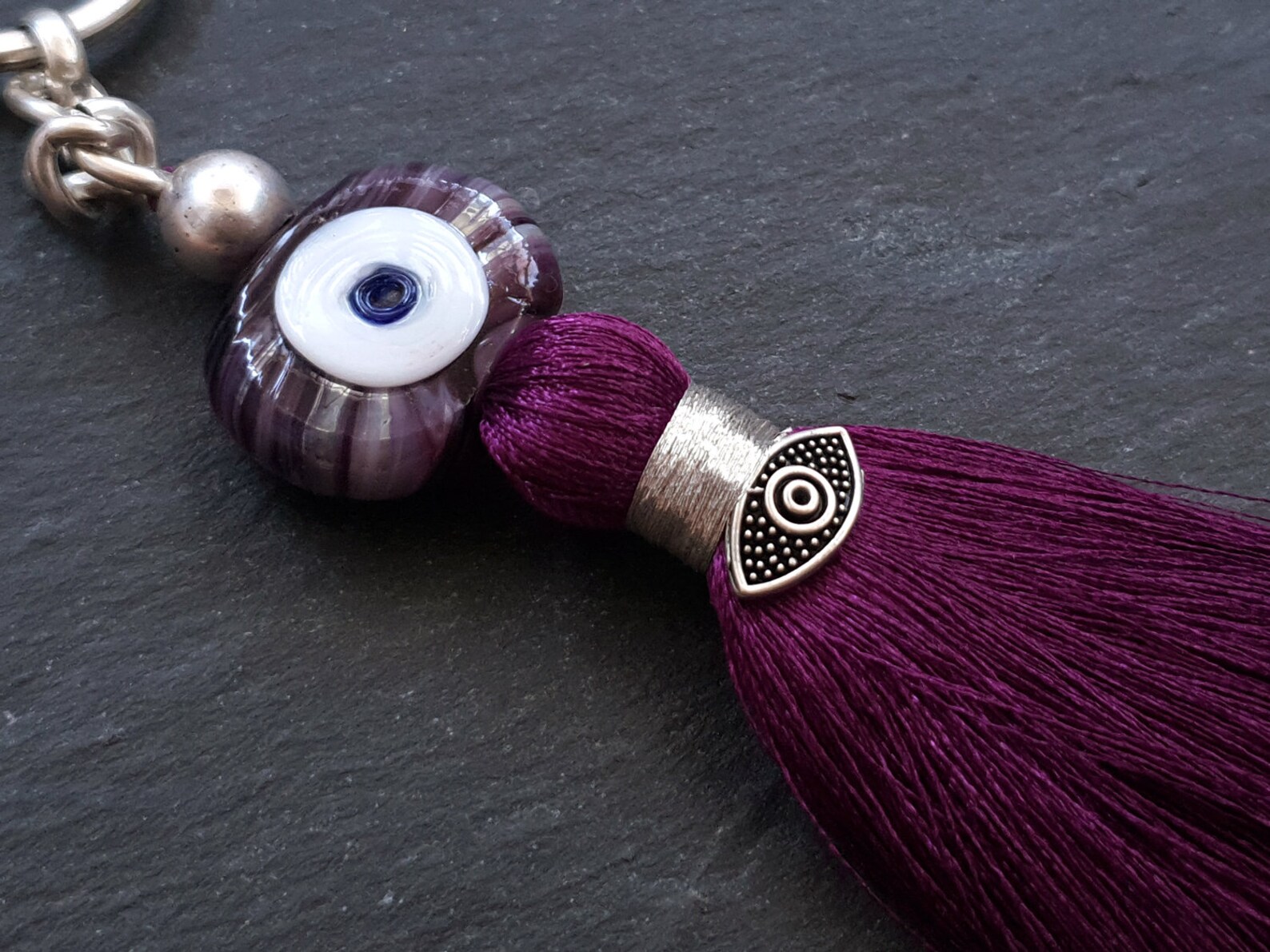 Evil Eye Key Chain Purple Evil Eye Purple Key Chain Tassel - Etsy