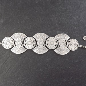 Tribal Daisy Chain Silver Statement Bracelet Authentic Turkish Style - Etsy