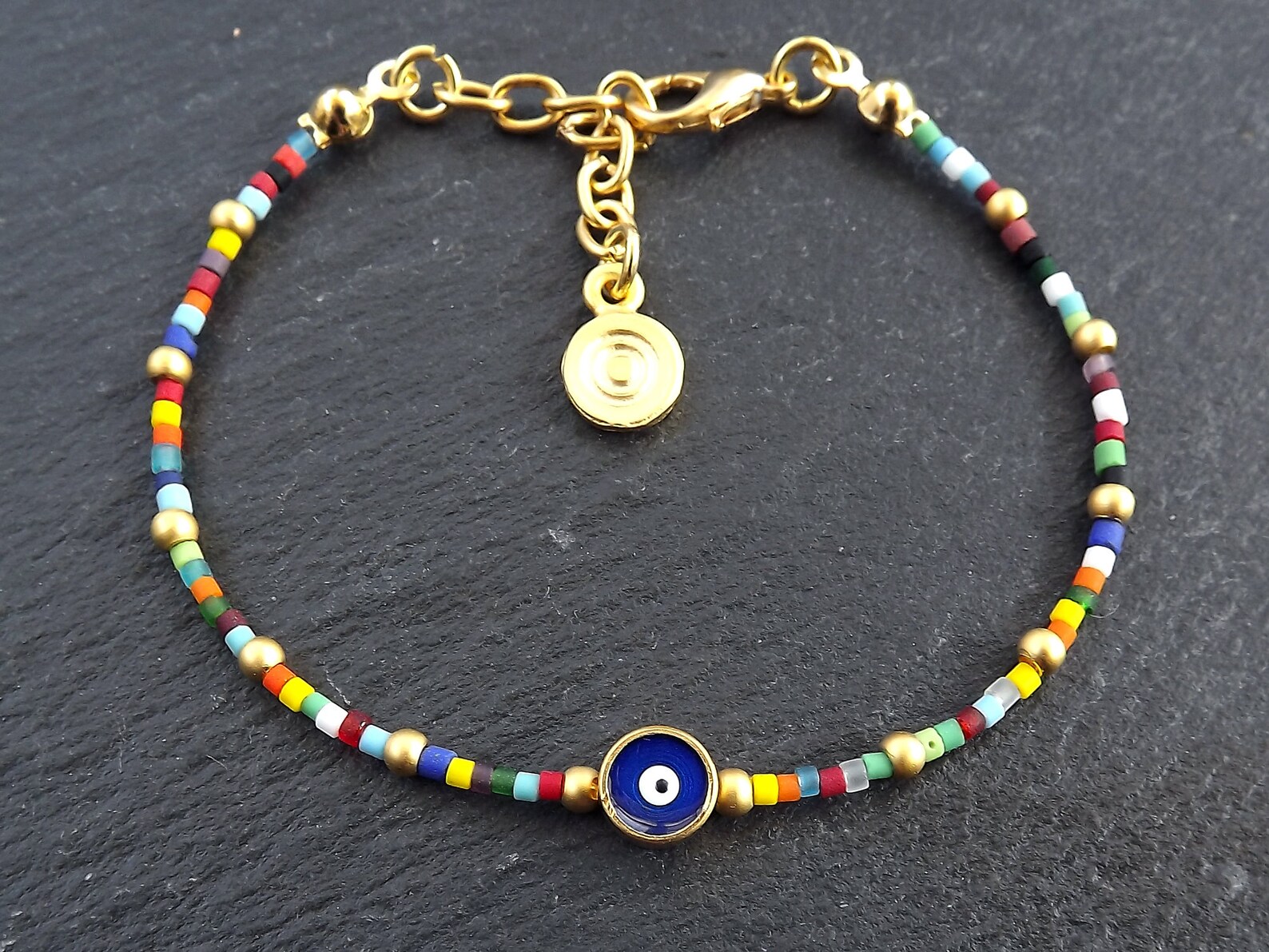 Evil Eye Bracelet, Good Luck Gift, Protect, Lucky, Rainbow Bracelet ...