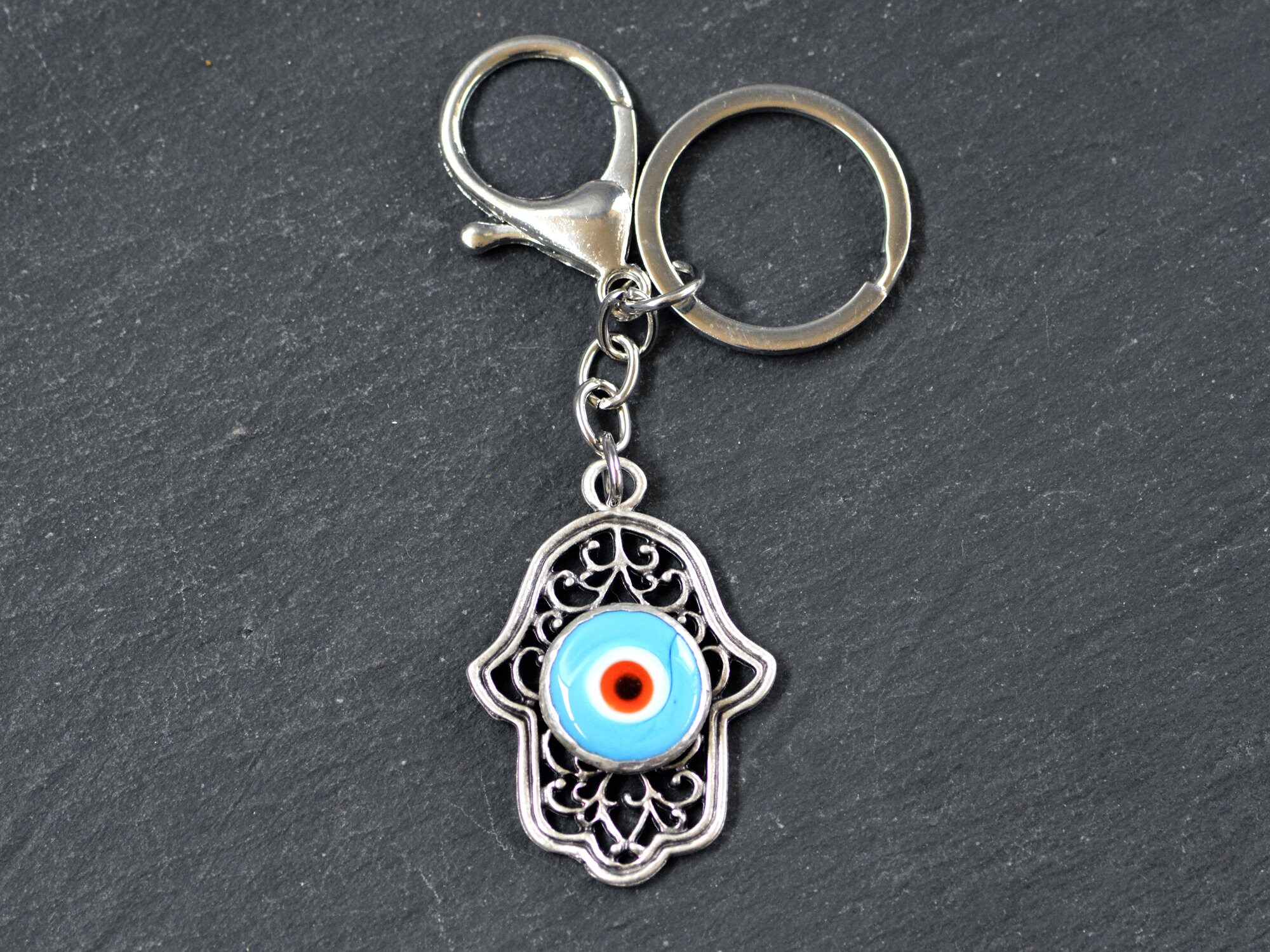 Hamsa Evil Eye Keychain Hamsa Hand Keyring Hand of Fatima - Etsy