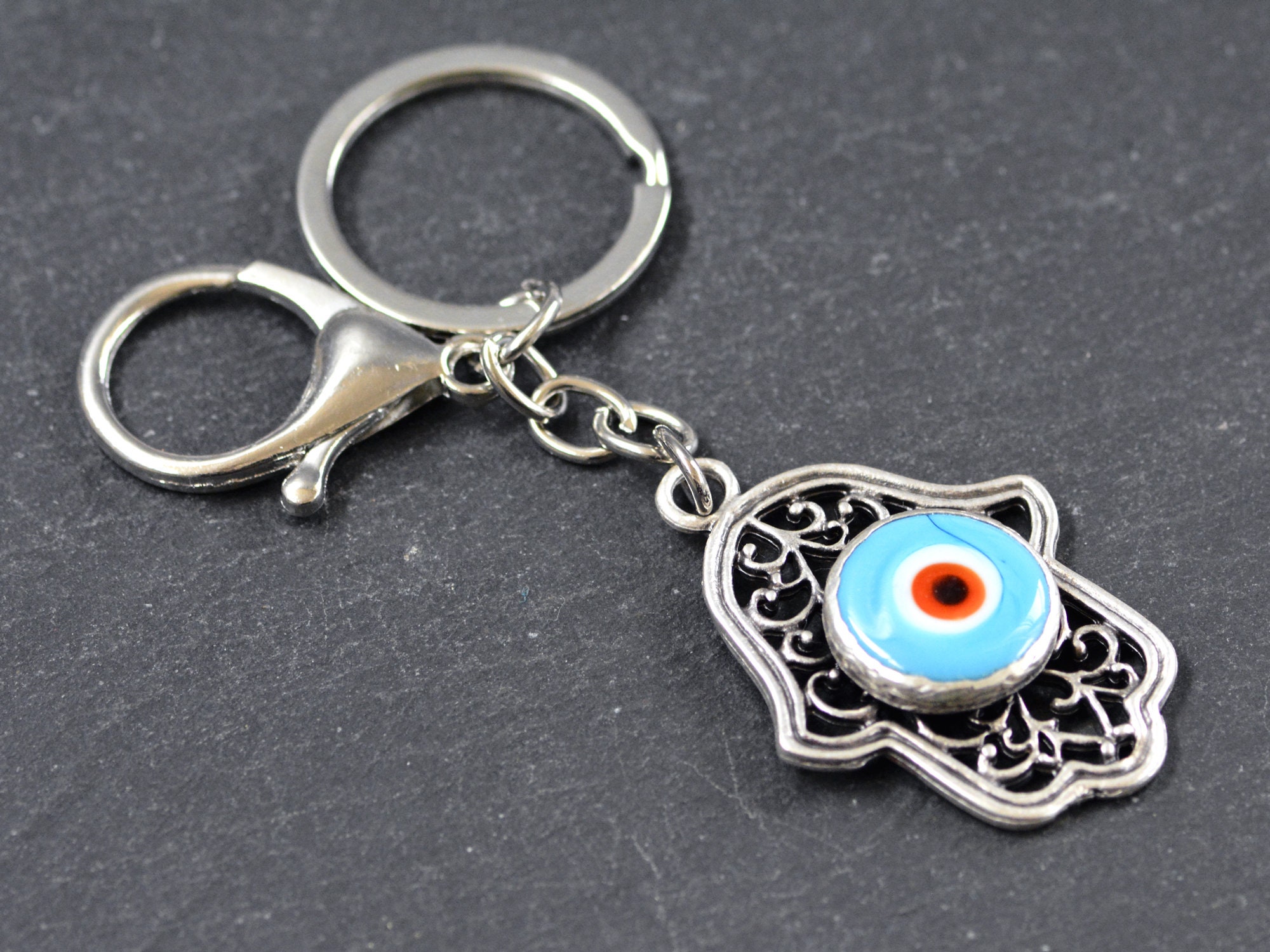 Hamsa Evil Eye Keychain Hamsa Hand Keyring Hand Of Fatima | Etsy