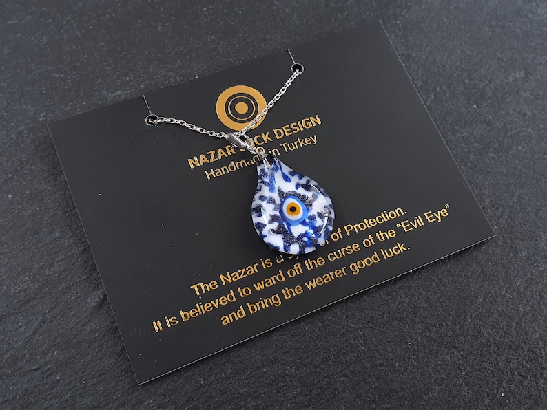 Blue Evil Eye Necklace, Protective Turkish Nazar Amulet Talisman, Good ...