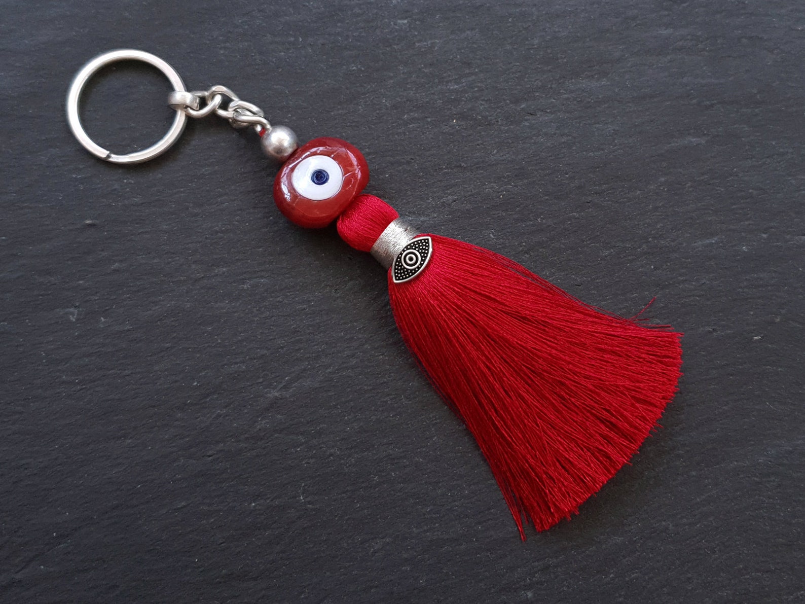 Evil Eye Key Chain Red Evil Eye Red Key Chain Tassel Key | Etsy