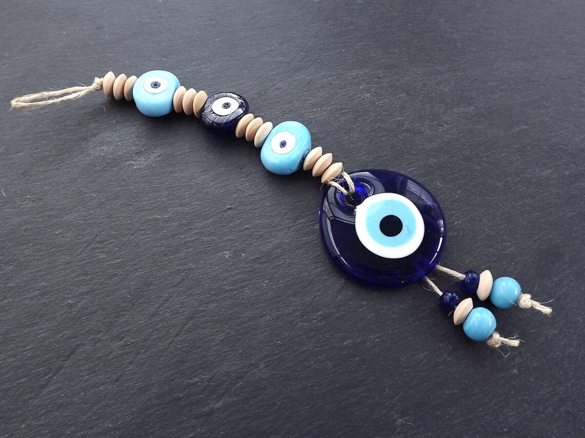 Sky Blue Navy Turkish Evil Eye Wall Hanging Home Garden Decoration With ...