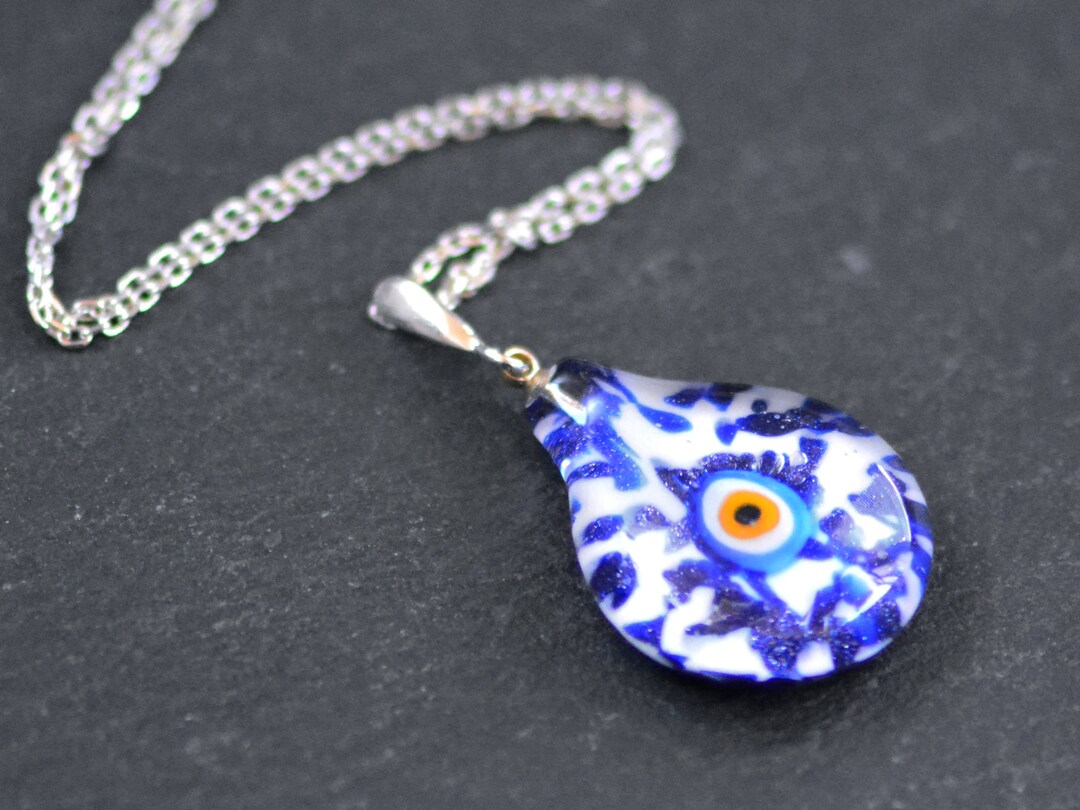 Blue Evil Eye Necklace, Protective Turkish Nazar Amulet Talisman, Good ...