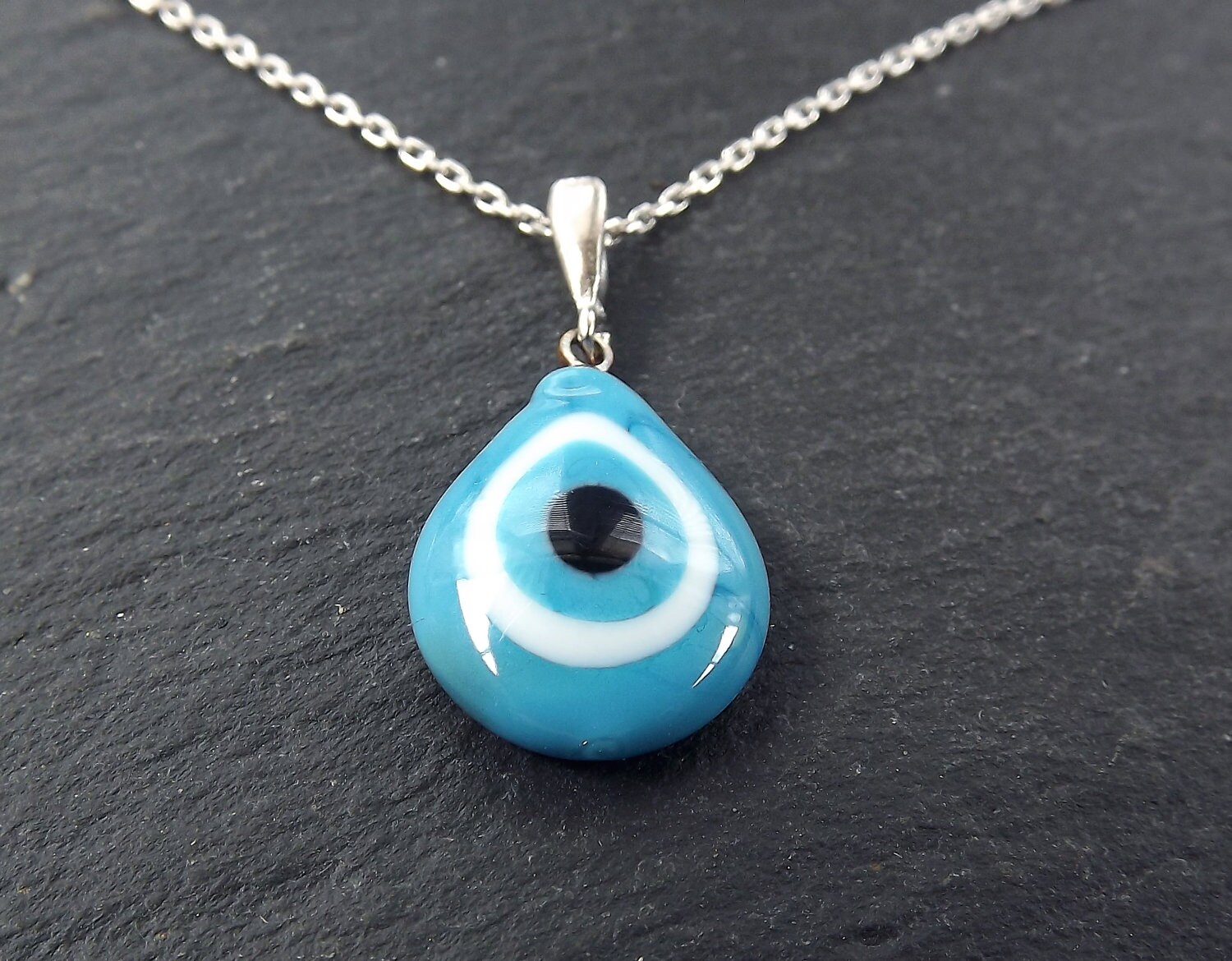 Evil Eye Necklace Blue Evil Eye Good Luck Charm Good Luck | Etsy
