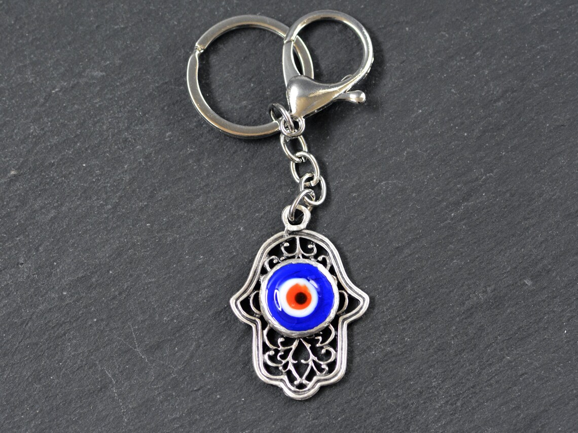 Hamsa Evil Eye Keychain Hamsa Hand Keyring Hand of Fatima | Etsy