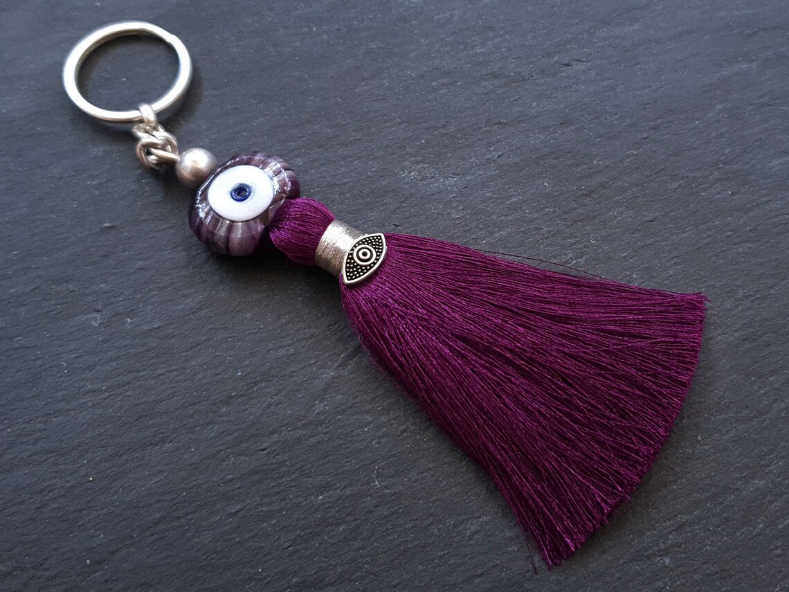 Evil Eye Key Chain Purple Evil Eye Purple Key Chain Tassel | Etsy