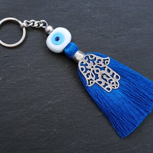 Evil Eye Key Chain, White Evil Eye, Blue Key Chain, Tassel Key Chain ...