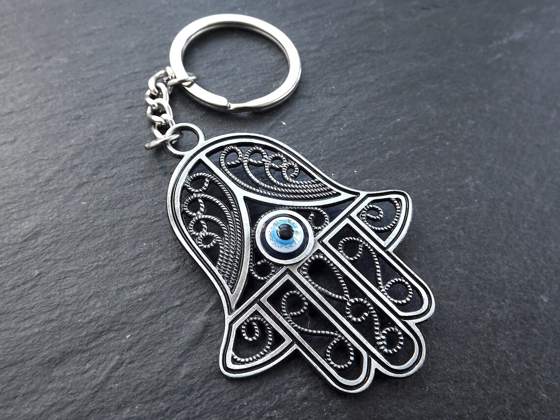 Evil Eye Hamsa Keychain Hamsa Hand Keyring Hand of Fatima - Etsy