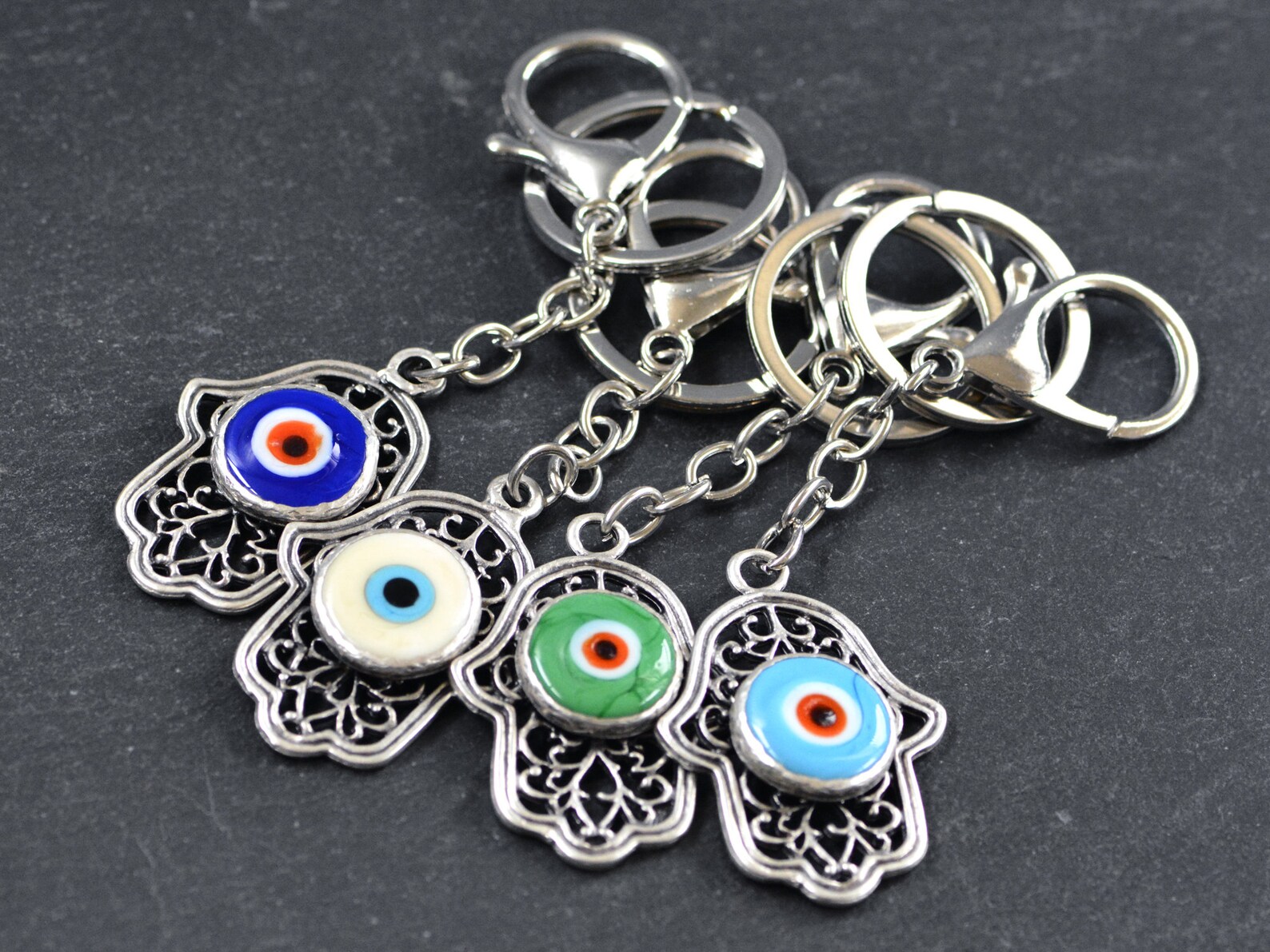 Hamsa Evil Eye Keychain Hamsa Hand Keyring Hand of Fatima | Etsy