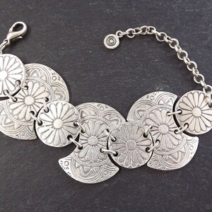 Tribal Daisy Chain Silver Statement Bracelet Authentic Turkish Style - Etsy