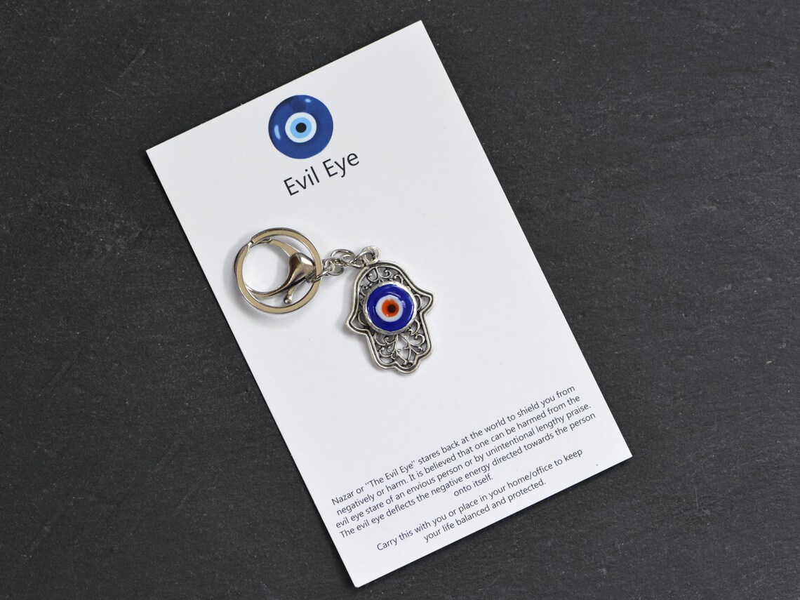 Hamsa Evil Eye Keychain Hamsa Hand Keyring Hand of Fatima | Etsy