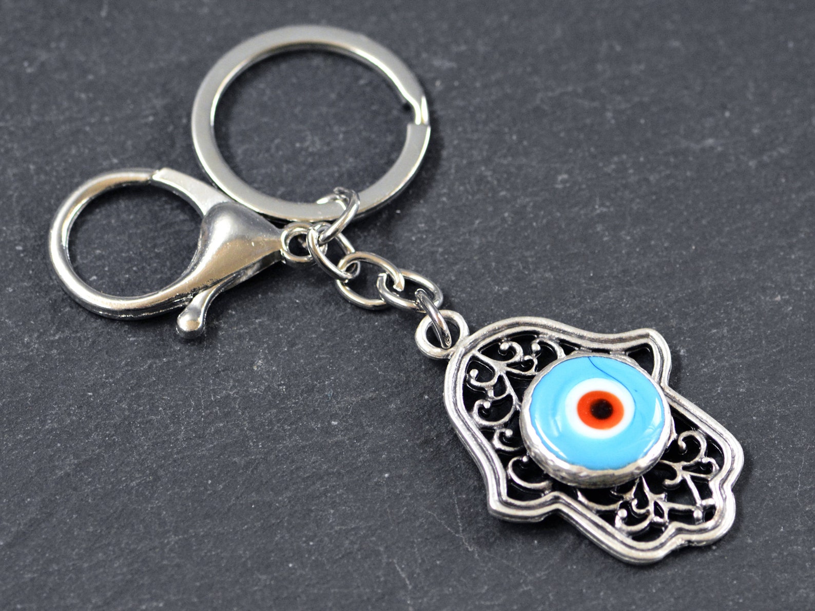 Hamsa Evil Eye Keychain Hamsa Hand Keyring Hand of Fatima - Etsy