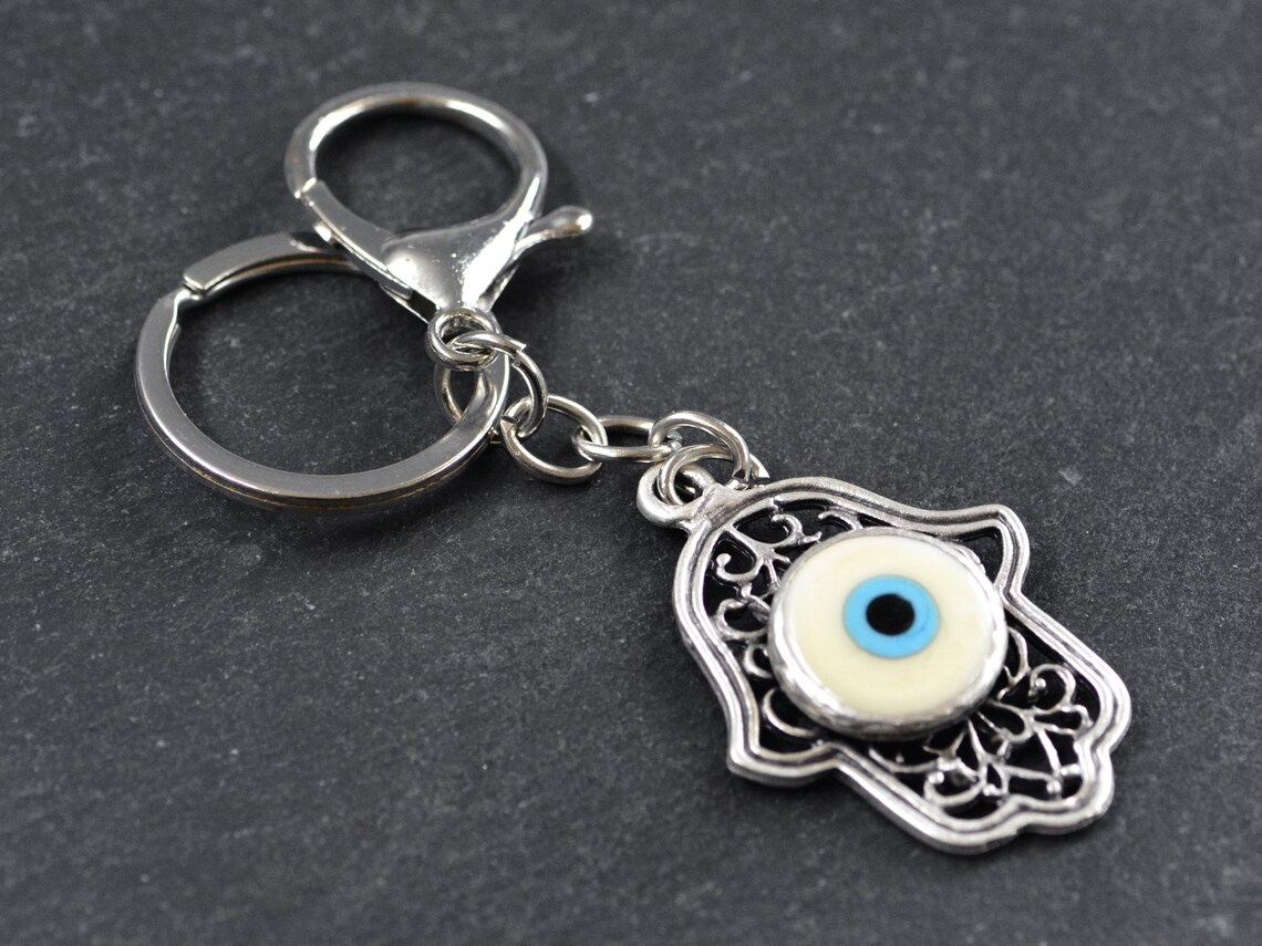 Hamsa Evil Eye Keychain Hamsa Hand Keyring Hand of Fatima - Etsy