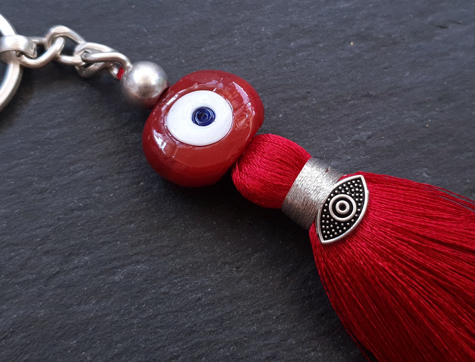 Evil Eye Key Chain Red Evil Eye Red Key Chain Tassel Key - Etsy