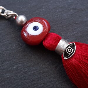 Evil Eye Key Chain, Red Evil Eye, Red Key Chain, Tassel Key Chain, Bag ...