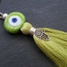 Evil Eye Key Chain, Green Evil Eye, Lime Green Key Chain, Tassel Key ...