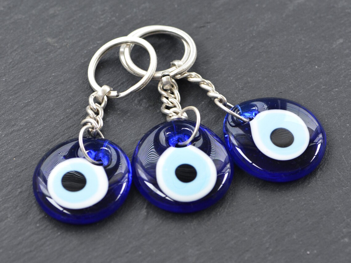Evil Eye Keychain Blue Glass Evil Eye Turkish Nazar Boncuk | Etsy
