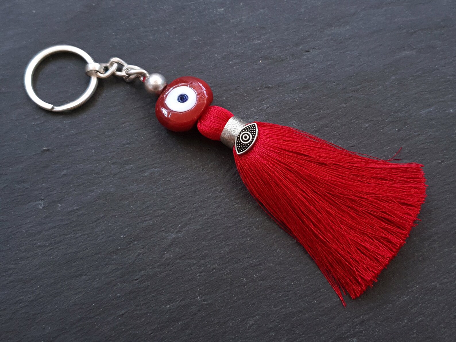 Evil Eye Key Chain Red Evil Eye Red Key Chain Tassel Key - Etsy