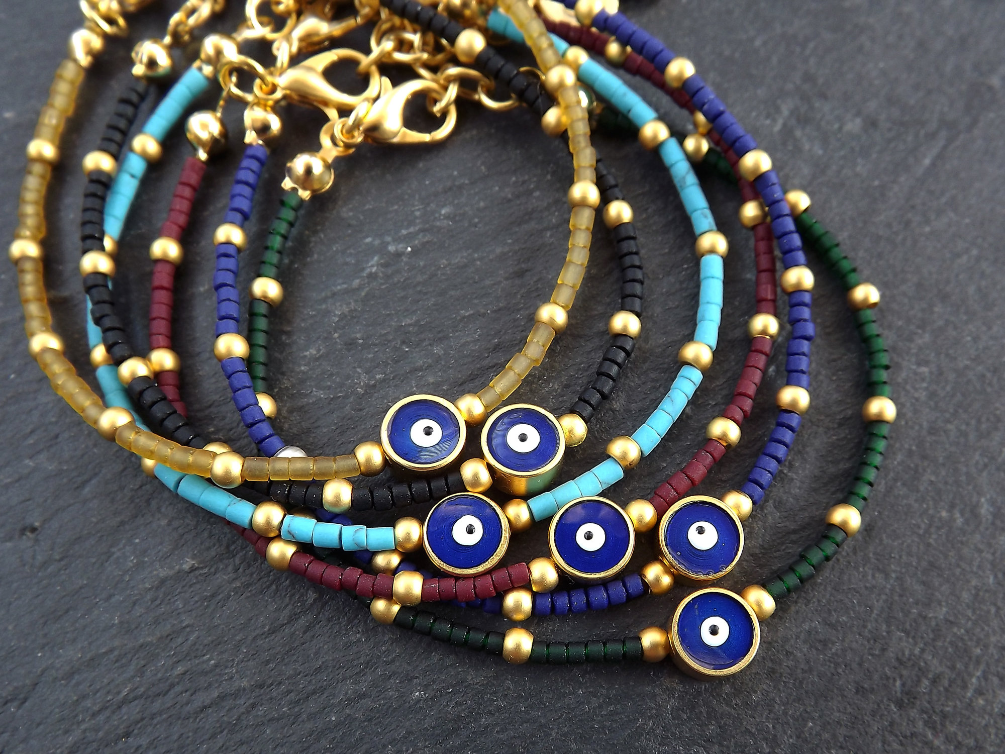 Evil Eye Bracelet Good Luck Gift Protect Lucky Burgundy | Etsy