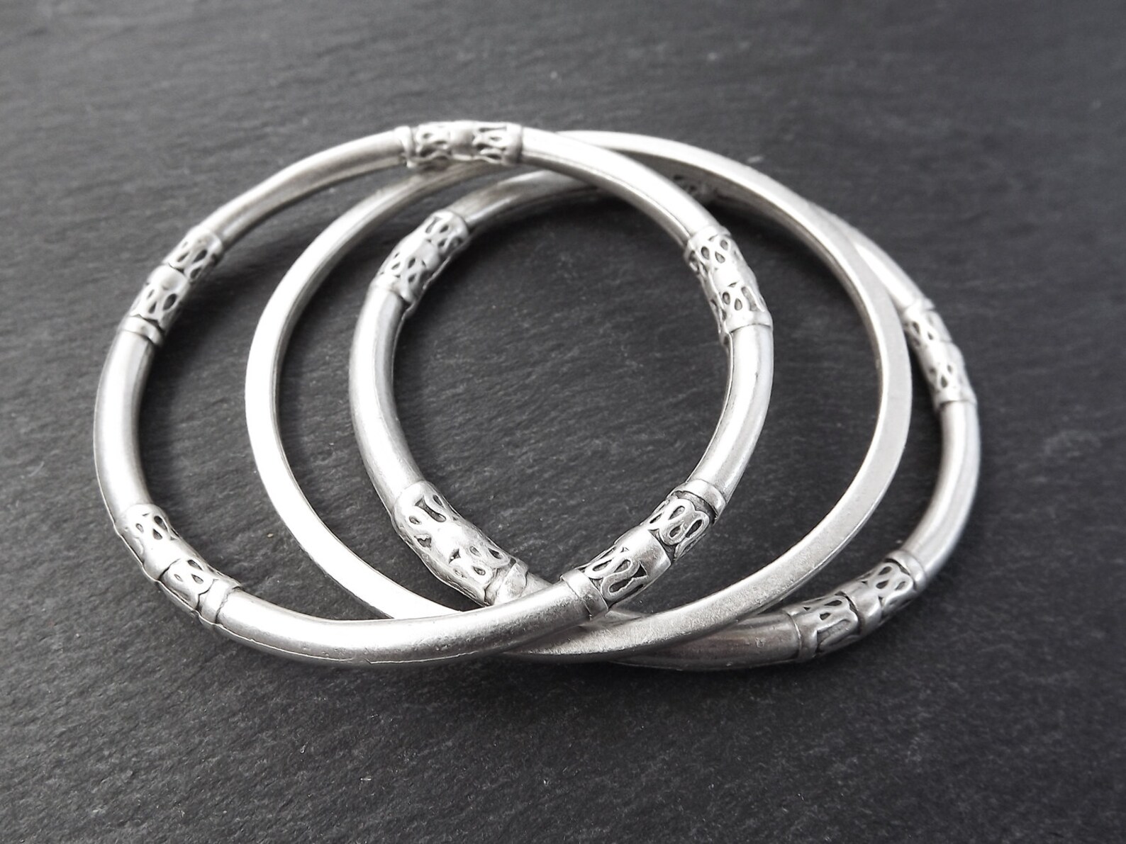 Three Simple Slim Stacking Bangle Set 2 - Ethnic Tribal Authentic ...