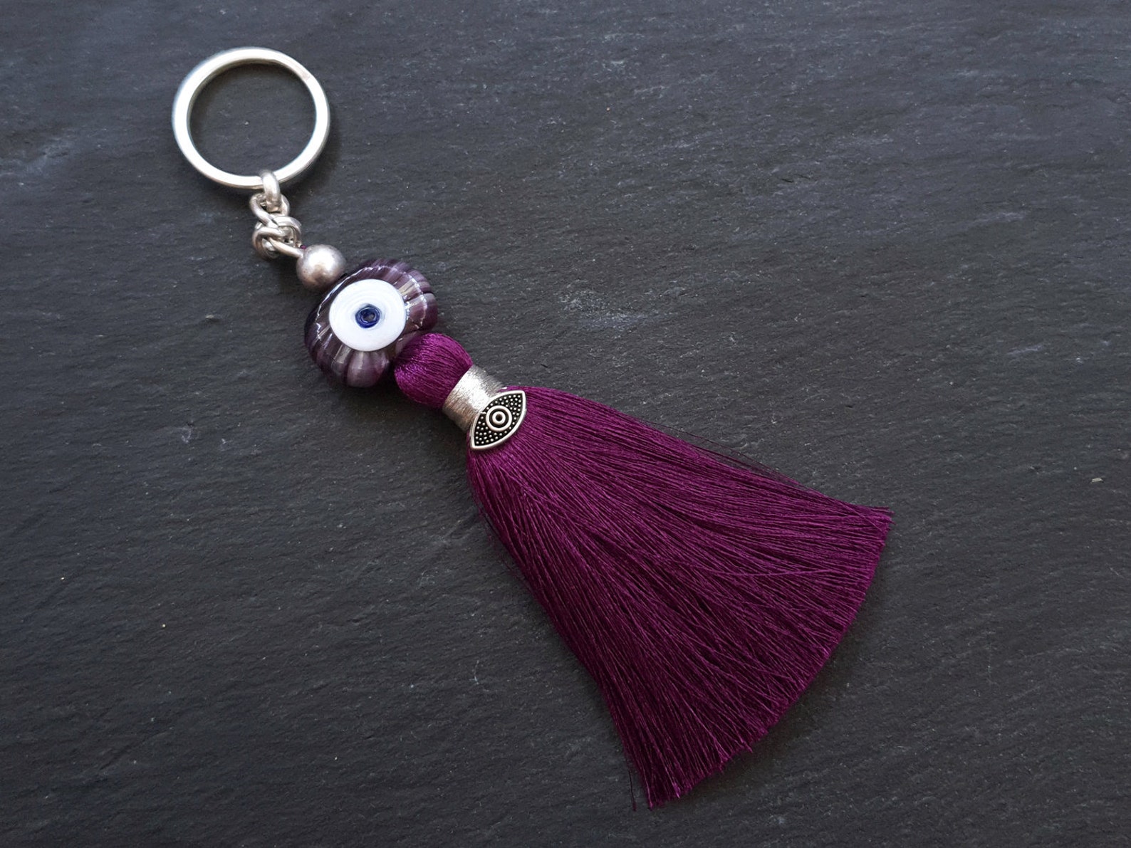Evil Eye Key Chain Purple Evil Eye Purple Key Chain Tassel | Etsy