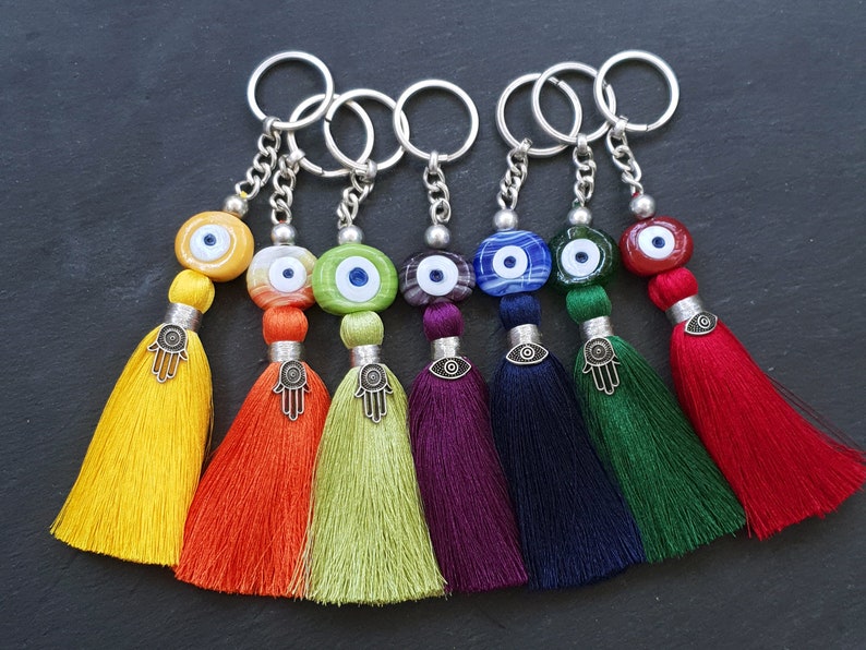 Evil Eye Key Chain Red Evil Eye Red Key Chain Tassel Key - Etsy