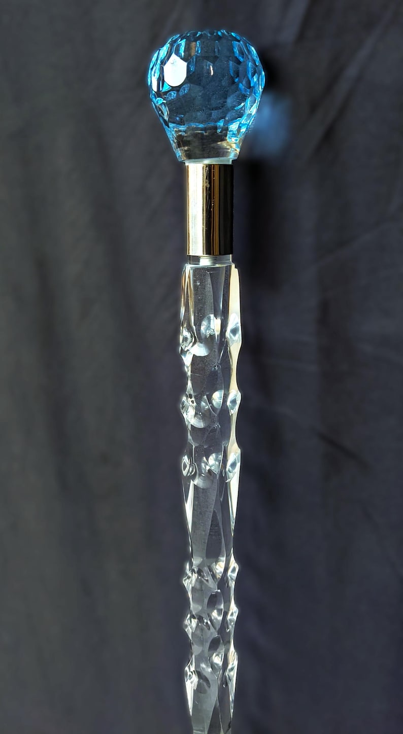 Round Handle Light Blue Acrylic Walking Stick & Cane – Luxury Crystal ...