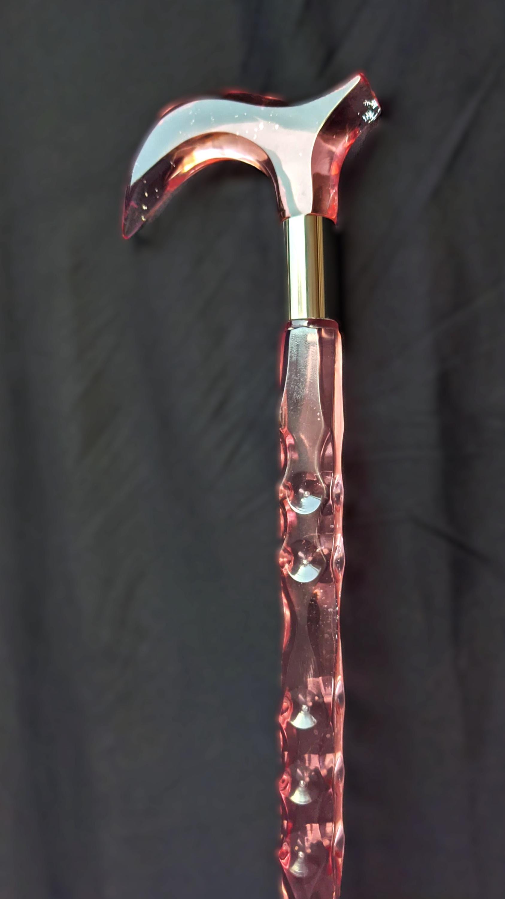 Luxury Pink Diamond Acrylic Walking Stick for Women | Elegant Crystal ...