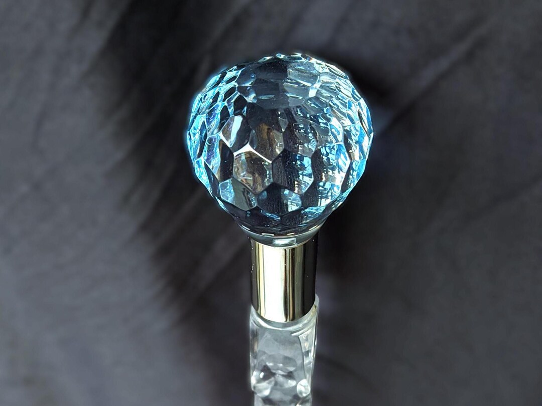 Light Blue Acrylic Walking Cane: Luxury Crystal Round Handle for Man ...