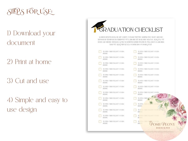 Simple Editable Graduation Checklist Party Planning Checklist Grad ...