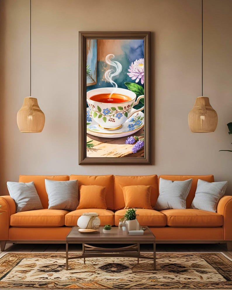 Vintage Floral Tea Cup Wall Art | Printable Kitchen Decor | Cozy Art ...