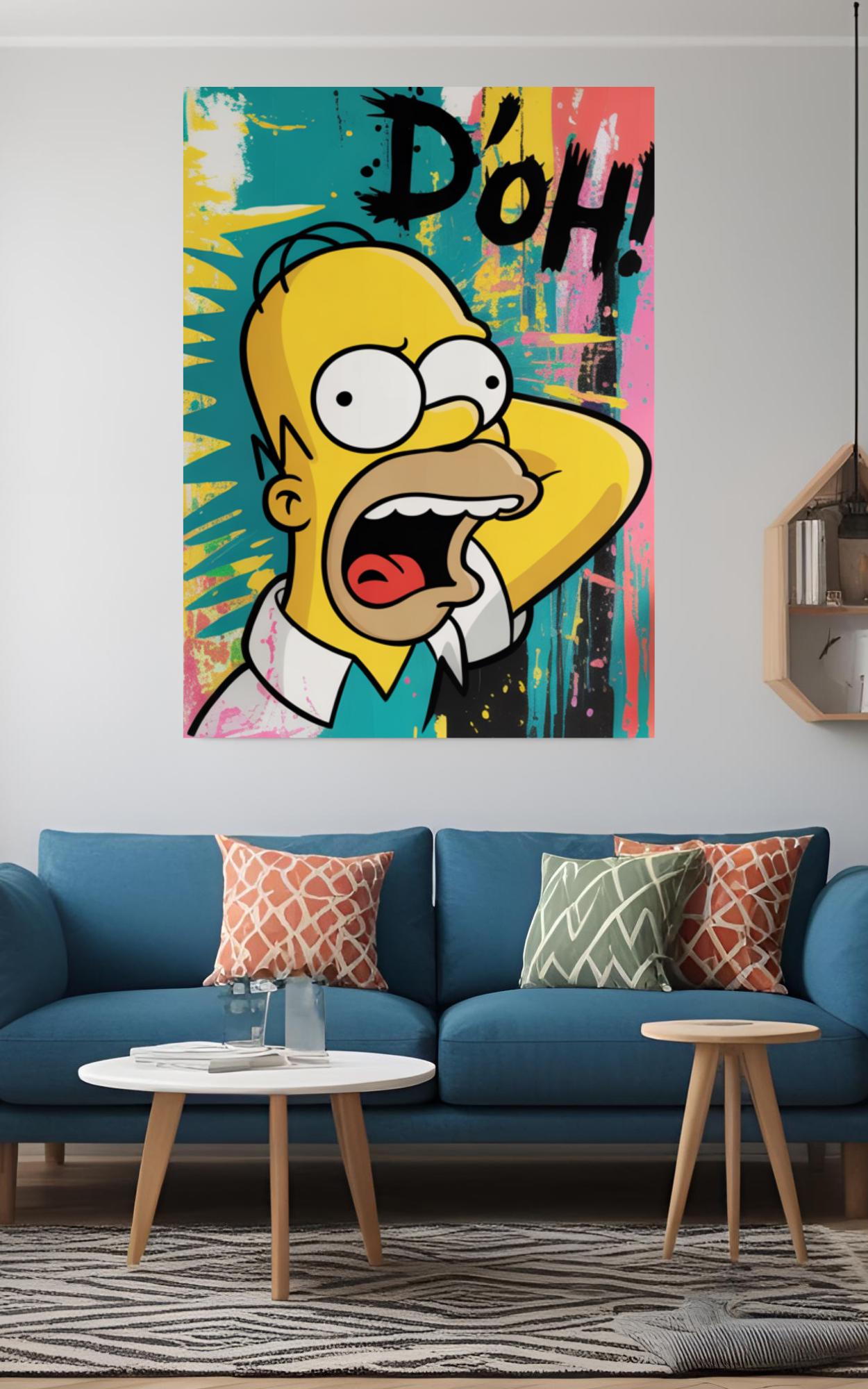 D’OH! Homer Simpson Pop Art Print – Funny Cartoon Wall Decor, Bold ...