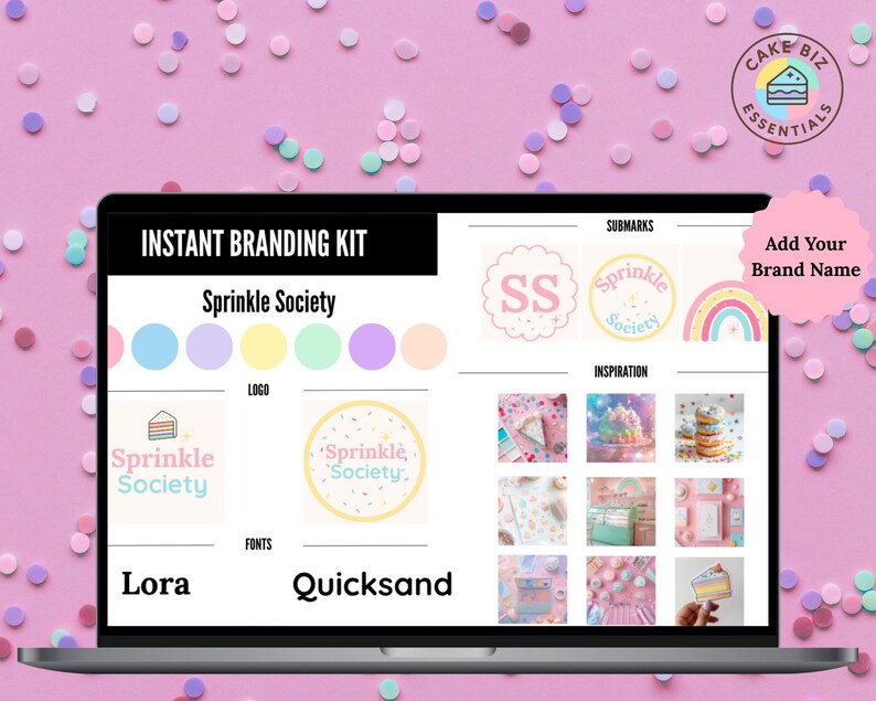 Sprinkle Society Bakery Logo & Brand Kit – Editable Pastel Canva ...